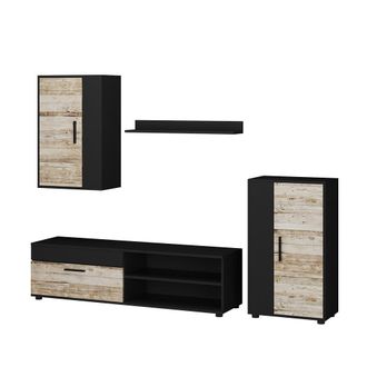 Vicco Wohnwand Berno, Anthrazit/Beige, 4-teiliges Set