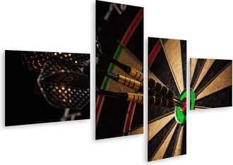 Islandburner Bild auf Leinwand Drei Darts Bulls Eye Bilder Wandbilder Poster