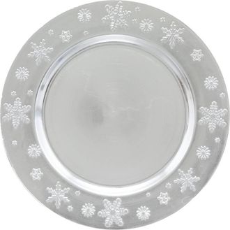 Fééric Lights & Christmas Platzteller Colorama de Noël D 33 cm Motiv Schneeflocke Silber