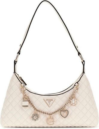 Guess Damen Everlee Top Zip Shoulder Bag Umhängetasche, Cremeweiß