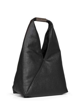 Maison Margiela Womens Tote Bag With Jewel Handle, Black Calf Leather Handbags Hand