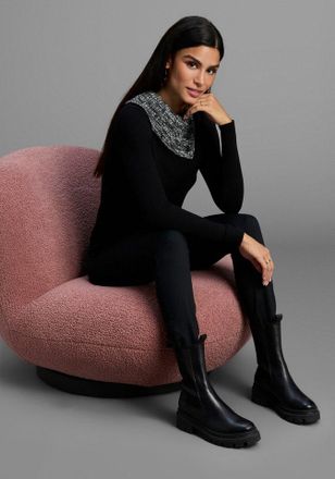 Bruno Banani Strickpullover mit offenem Rollkragen