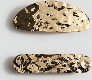 Mango Set 2 barrettes &agrave; cheveux or - Femme - Taille unique - MANGO