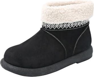Generic Bottes de neige confortables avec doublure en polaire pour femme - &Eacute;l&eacute;gantes - Bout rond - Talon bas - Confortables - Chaudes - &Agrave; enfiler - Style d&eacute;co