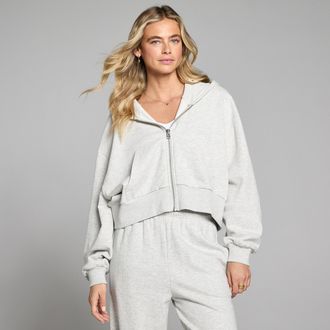 MyProtein Sweat &agrave; capuche zipp&eacute; l&eacute;ger &agrave; envers boucl&eacute; MP femme - Gris chin&eacute; - XS