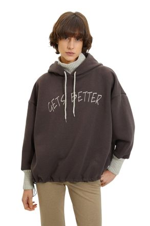 Trendyol Damen Twoaw22sw1806 Sweatshirt, Braun, XS EU