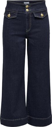 Only Female Jeans mit weitem Bein ONLEMILIA Hohe Taille Weite Passform - kurz geschnitten Jeans