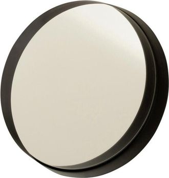 Paris Prix Paris Prix - Miroir Mural Rond Déco Bord Métal 30cm Noir