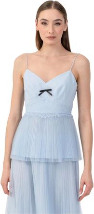 Kocca Femme, Tops, Bleu, Taille: 38 FR Haut moulant &agrave; fines bretelles, pr&ecirc;t pour la f&ecirc;te