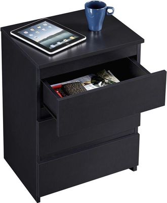 Yaheetech Lot de 1/2 Tables de Chevet en Bois, Table de Nuit avec 3 Tiroirs, 45 x 35 x 60,5 cm, Table dAppoint de Rangement, en M&eacute;lamin&eacute;, Chambre Salon Bureau