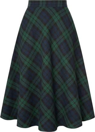 Belle Poque Jupes à carreaux vintage taille haute avec poches, jupe plissée polyvalente pour femme, Plaid vert et bleu, XL