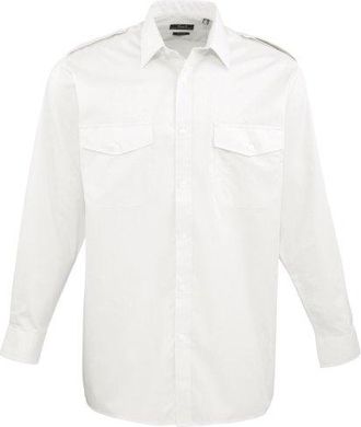 Premier Workwear Long Sleeved Pilot Shirt Chemise Casual, Blanc (White), XX-Large Homme
