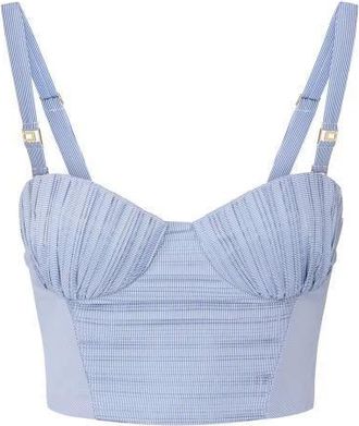 Elisabetta Franchi Femme, Tops, Bleu, Taille: 38 FR Haut en taffetas de nylon ray&eacute;