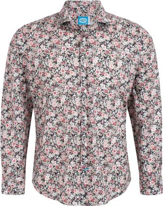 Panareha Herrenhemd mit Blumenmuster Positano Marineblau, Rosa (L)