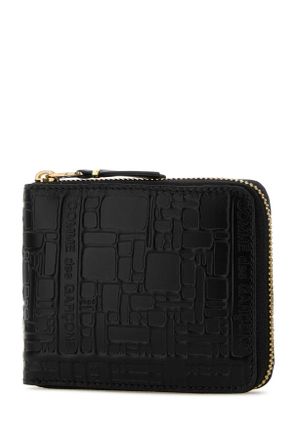 Comme Des Gar&ccedil;ons Mens Logotype Wallet Black Calfskin