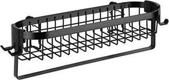 WENKO Wandablage mit Haken Classic Plus Black, Stahl, 35 x 10.5 x 12.5 cm, Schwarz