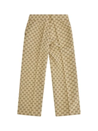 Gucci Girls Gg Canvas Pants For Boy Vintage Sand Cotton; Polyester Trousers