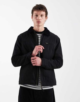 Threadbare Barn-Jacke aus Canvas in Schwarz mit Rei&szlig;verschluss vorne