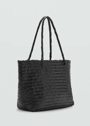 Mango Geflochtener Shopper aus Leder schwarz - Damen - Einheitsgr&ouml;&szlig;e - MANGO