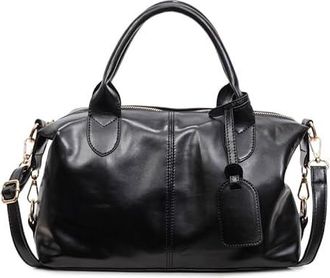 Generic Sac &agrave; main en polyur&eacute;thane avec poign&eacute;e sur le dessus - Couleur unie - Style moto - Avec fermeture &eacute;clair - Grande taille - Pour le travail, les voyag