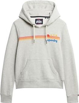 Superdry Sweat &agrave; capuche pour femme avec rayures arc-en-ciel, Gris glacier chin&eacute;, 44