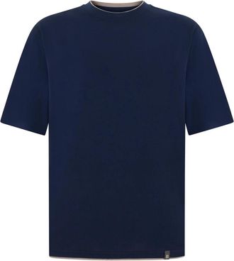 Boggi Milano Homme, Tops, Bleu, Taille: L Pima Cotton Interlock Crew Neck T-Shirt