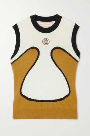 Lukhanyo Mdingi Pull Sans Manches En Laine Et Soie M&eacute;lang&eacute;es &Agrave; Appliqu&eacute; - &Eacute;cru