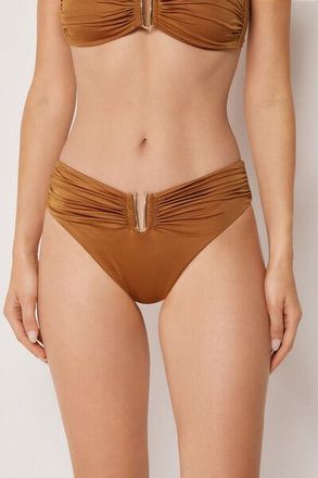 Calzedonia Bikinihose Mit Hohem Bund Shiny Satin Braun