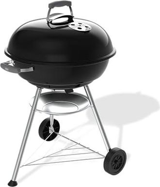 Weber Compact Kettle Holzkohlegrill (2026 Version) / Dreibein-St&auml;nder und R&auml;der, Hitzebest&auml;ndiges, rostfreies Design, Verchromter dreilagiger Rost, 57 cm, S