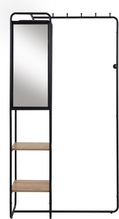 Finori Luton 42A Kompaktgarderobe, Garderobenständer mit Spiegel und Ablageböden in schwarz/Dekor Artisan Oak Maß: B x H x T ca. 100 x 185 x 37 cm