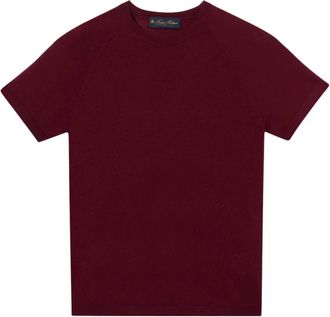 Brooks Brothers Femme, Tops, Rouge, Taille: 40 FR T-shirt à Manches Courtes en Laine Mérinos à Encolure Ras du Cou