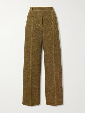 Paco Rabanne Pantalon Droit En Serge Bouclée De Laine Mélangée - Jaune