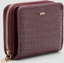 Mango Portefeuille moyen effet croco brillant bordeaux - Femme - Taille unique - MANGO