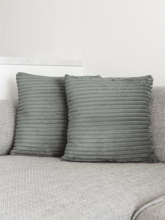 Normani 2 oder 4 Couch-Kissen mit und ohne Füllung | 45x45cm oder 60x60cm | aus weichem Streifen-Flanell mit Reißverschluss Farbe 60x60 cm Hellgrau Größe 2er 