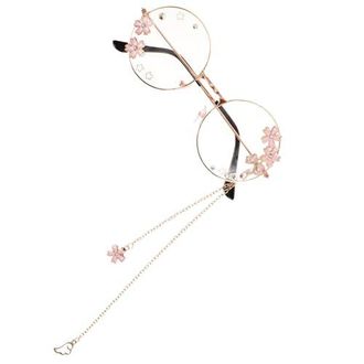 Minkissy Lunettes R&eacute;tro &agrave; Cha&icirc;ne Monture De Lunettes Lolita Pour Cosplay Accessoires Kawaii Pour Femmes Et Adolescentes