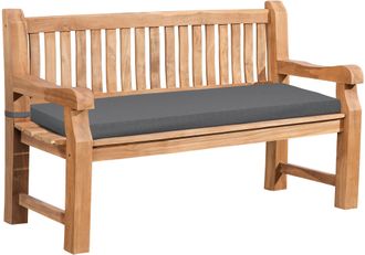 Clp Gartenbank wetterfest Jackson mit Sitzkissen Teakholz Bank mit R&uuml;ckenlehne 2 bis 3 Sitzer robust und pflegeleicht Holzbank f&uuml;r Terrasse, Farbe:dunkelg