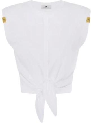 Elisabetta Franchi Femme, Tops, Blanc, Taille: 34 FR D&eacute;bardeur avec Avant