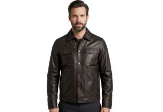 Bugatti Lederjacke BGT 095 Bugatti - Herren Lederjacke Fieldjacket-Schnitt Lammnappa dunkelbraun