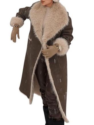 ORANDESIGNE Femme Veste Dhiver à Revers Cranté Double Face Chaud Manteau Teddy Floue Polaire Longue