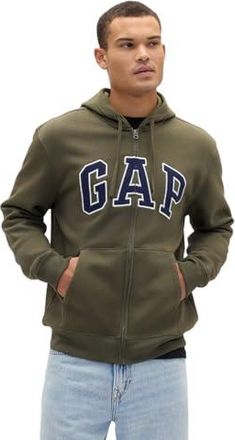 GAP Gap Heritage Logo Full Zip Hoodie Sweatshirt &agrave; Capuche, Mousse Noire, Large Homme