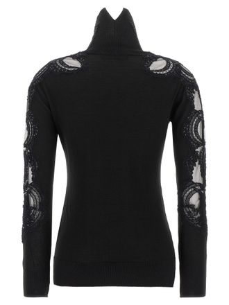 Ermanno Scervino Mesh & Lace-Embroidered Sweater - Black