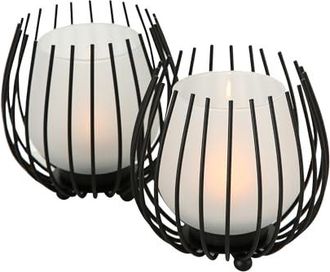 Boltze Boltze Windlicht Laval (2-tlg., schwarz, Glas, Eisen, 12 cm H&ouml;he, modernes Design, Garten Deko, Tisch Deko, Windlicht, Teelicht Glas) 1018022