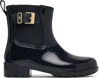 Tommy Hilfiger Gummistiefel Tommy Hilfiger Th Buckle Glossy Ankle Rain Boot FW0FW09543 Schwarz