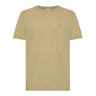 Sun 68 Homme, Tops, Beige, Taille: 2XL T-Shirt Manches Courtes en Jersey Lin