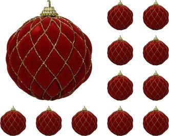 Kaemingk Weihnachtskugeln Kunststoff 8cm - 12er Set - Christbaumkugeln in Samtoptik - bruchfest - Weihnachtsbaumkugeln für Weihnachten - Christbaumschmuck & We