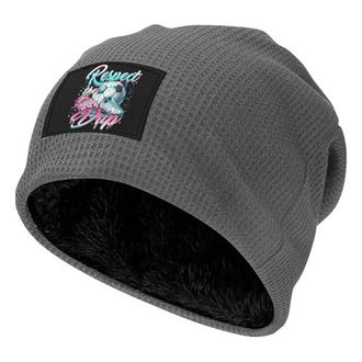 Ahdyr Bonnet en Maille gaufr&eacute;e, Polaire, Chaud, pour lhiver, Noir, pour Hommes et Femmes