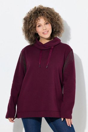 Ulla Popken Sweatshirt Sweatshirt Kettenfransen Stehkragen Langarm