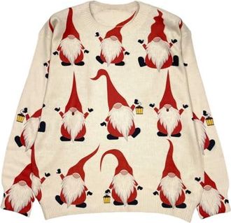 Generic Joli pull de Noël imprimé 2025 pour femme, motif sapin de Noël, pull fantaisie pour femme, coupe ample, col rond, pull dhiver décontracté, doux, chaud