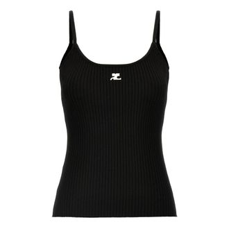 Courr&egrave;ges Reedition Rib Knit Tank Top - - Tops - Damen - Schwarzk - M