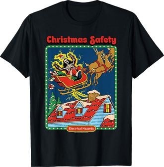 Steven Rhodes Christmas Safety Santa Sarcastic Retro Funny Adult Humor T-Shirt